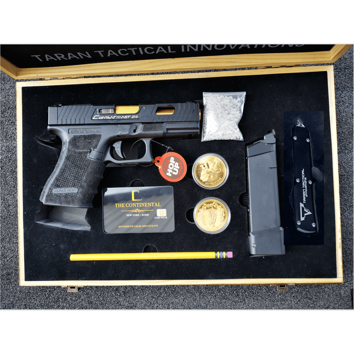 Double Bell Glock 19 TTI Style JW John Wick Pistol With Wood Case GBB ...